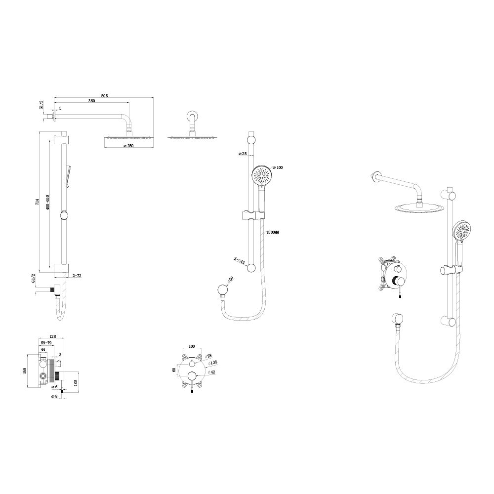Buy Milano Plus Ciro 2 Way Concealed Shower Mixer Set Matt Grey Online ...
