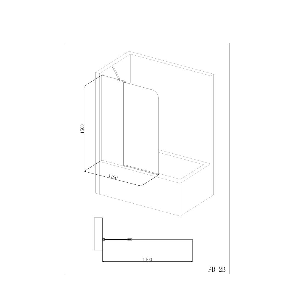 Buy Milano Bathtub Screen 1100*1500 Chrome (Pb-2B)- Made In China ...