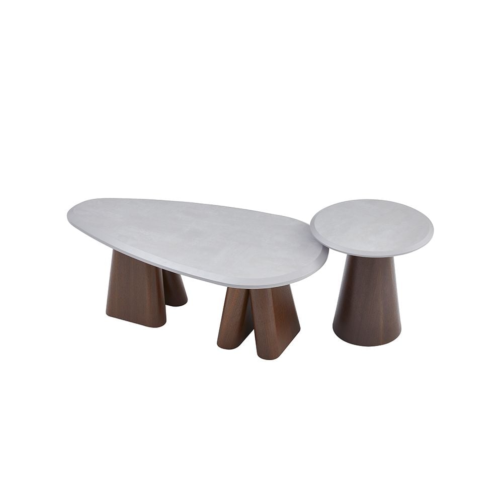 Buy Kumo Round End Table - Light Grey/Walnut Veneer Online | Danube ...