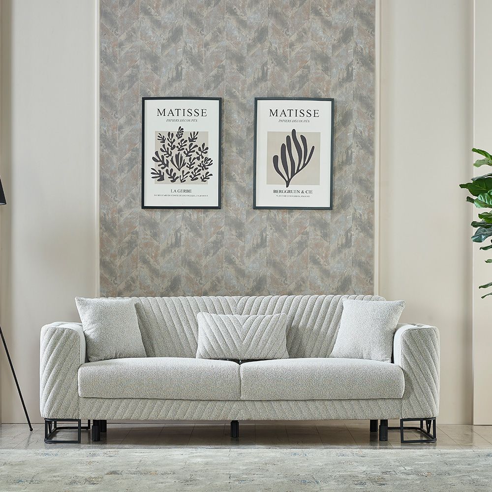 Shop Elegance 3-Seater Fabric Sofa-Grey-With 2-Year Warranty Online ...