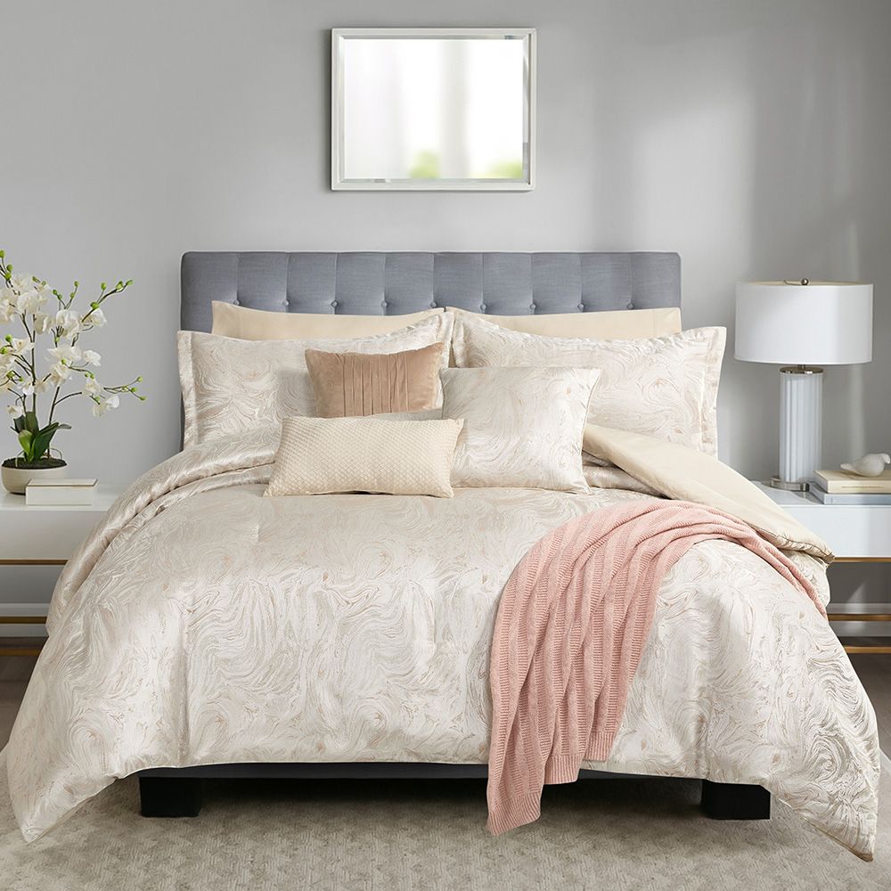 Buy Allure Irena 10-Piece King Comforter Set 240X260 Cm Taupe Online ...