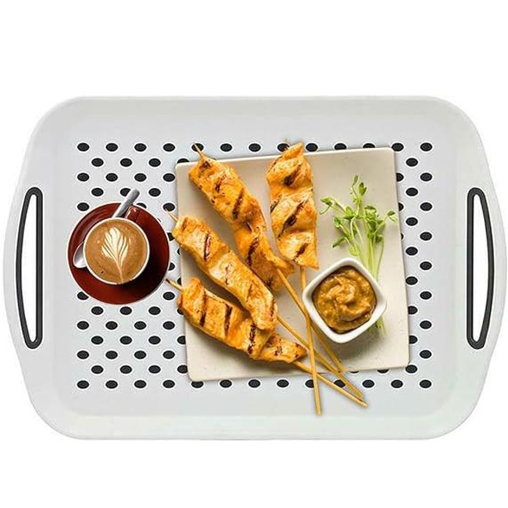 Buy Danube Essential Rectangular Non-Slip Serving Tray - Grey/White ...