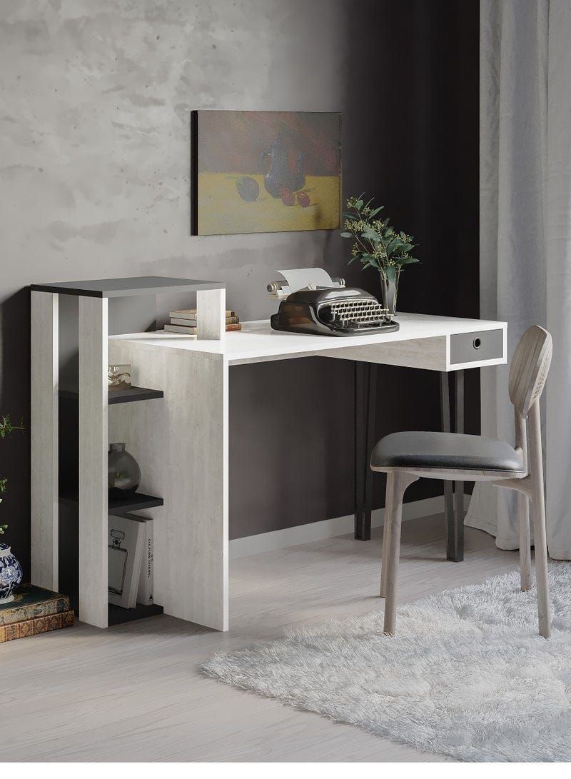 Buy Mourah Loyd Working Table With Storage - Ancient White/Dark Grey ...