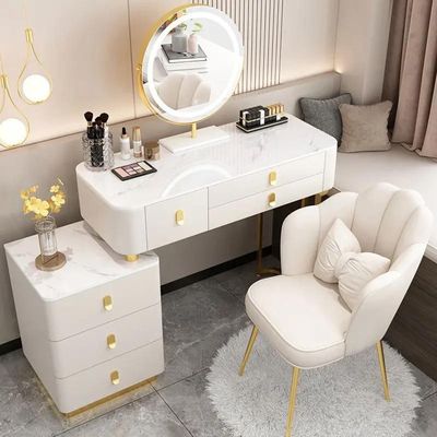 Buy Dresser Smart Vanity Table Dressing Table With LED Mirror and Chair 120cm White Online Danube Home UAE