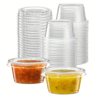 Buy 100Pcs Clear Disposable Plastic Portion 4Oz Cups with Lids Size 7 ...