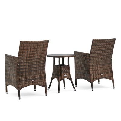 Darlene 1 + 2-Seater Rattan Balcony Set - Brown