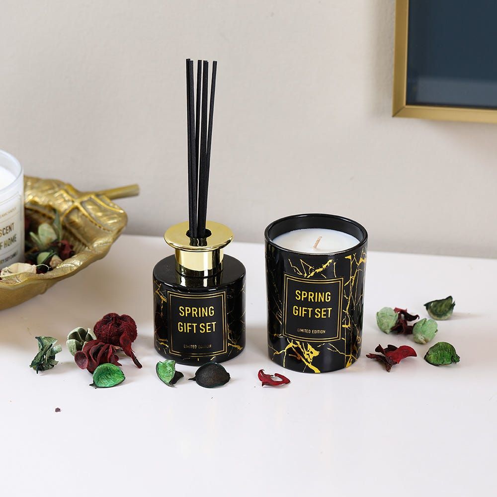 Buy Luminara Gift Set-Candle 160g, 100ml Diffuser Oud BLACK Online ...