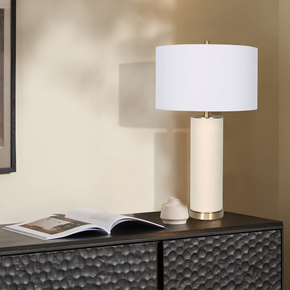 Buy Jonathan Linen Fabric Table Lamp Cream 36X36X65CM Online in Oman ...