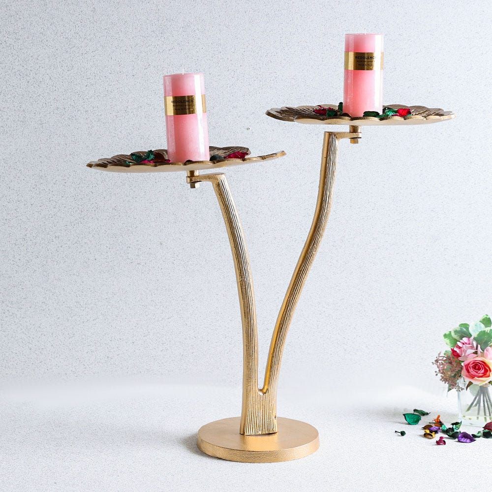 Buy Aliena Round Leaf Table Top DÃ©cor Gold H:57CM Online | Danube Home UAE