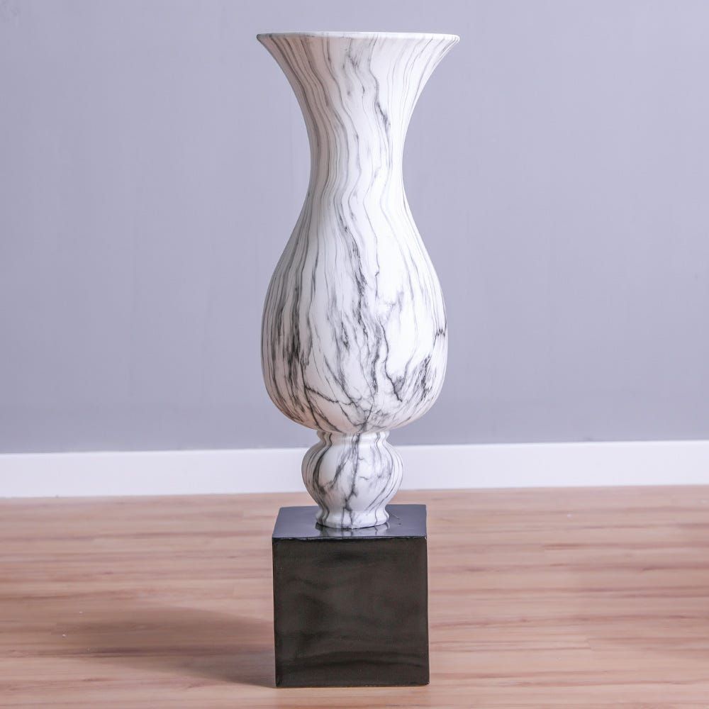 Buy MJ Marble & Shiny Black Planter 32X32X101.5CM Online | Danube Home UAE