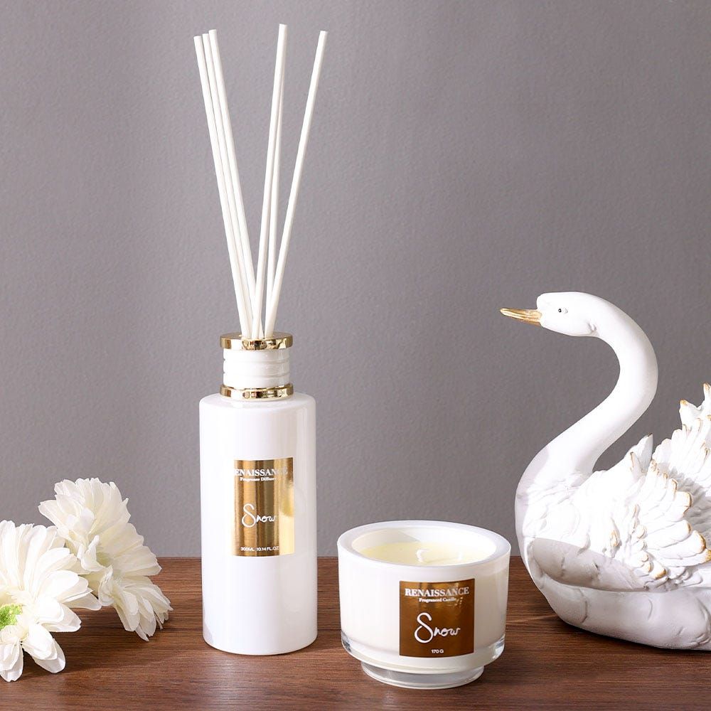 Buy Renaissance 300 ml Reed Diffuser,With White & Golden Lid,Snow 7.3X7 ...