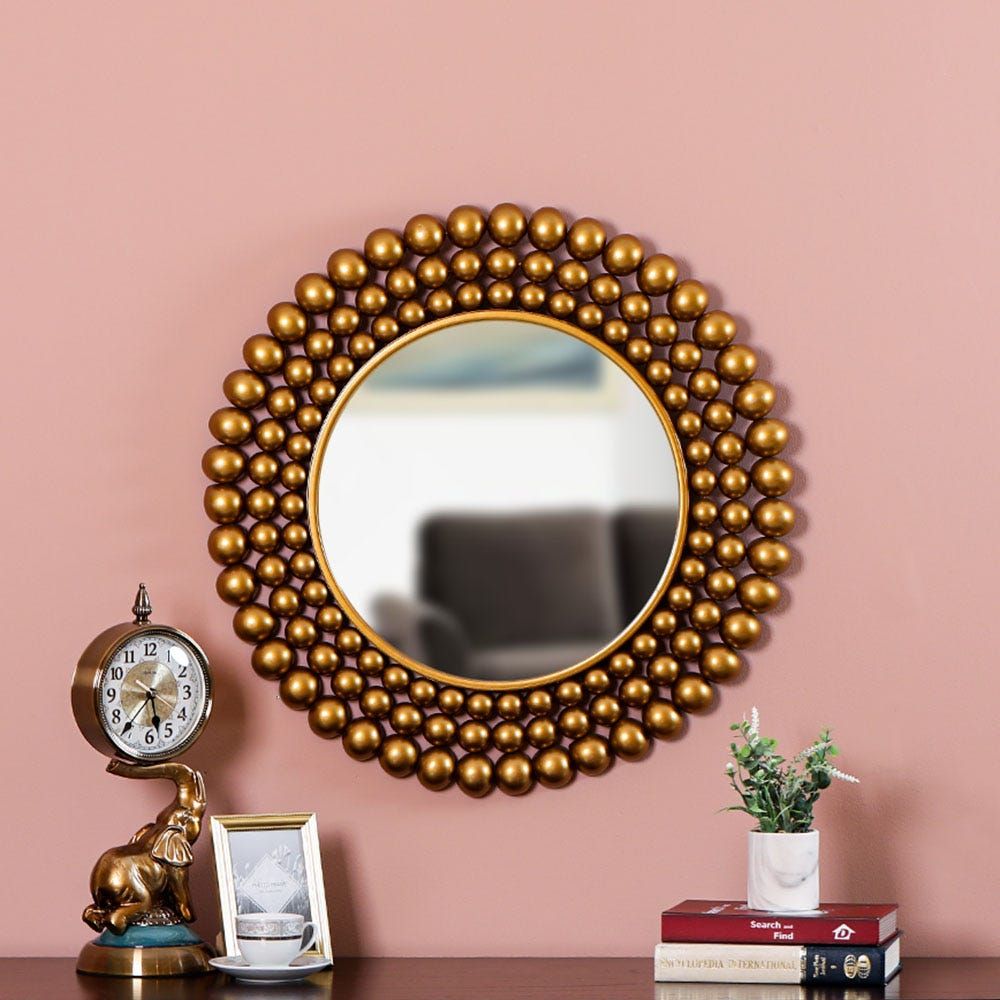 Buy Aurora Dotted Mirror- Gold Online | Danube Home UAE
