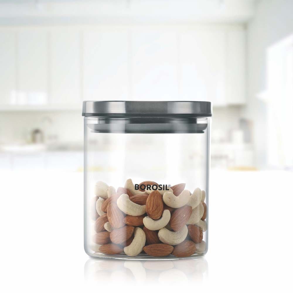 Buy Borosil Classic Jar With Steel Lid 600 Ml BCLJR960600 Online ...