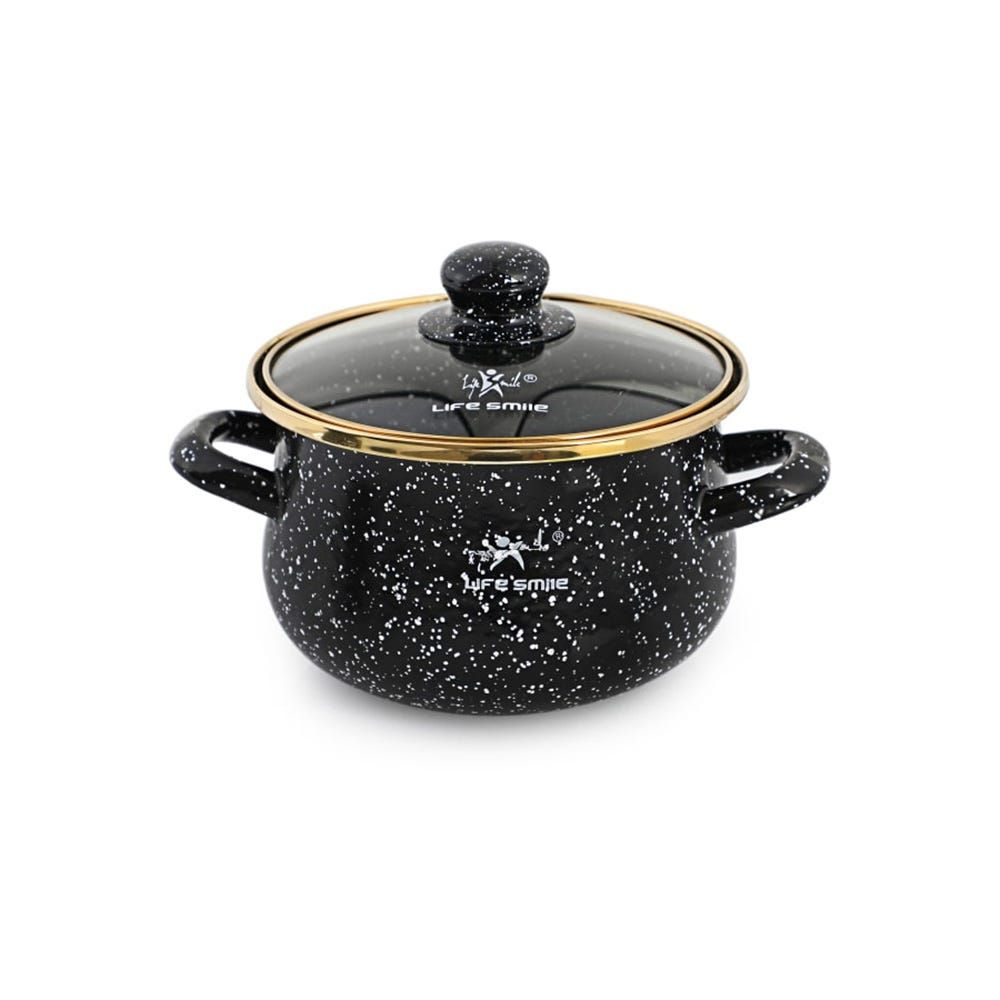 Buy Life Smile Granite Coated Enamel Mini Cooking Pot - Bw - Nmlp-1G-Bw ...