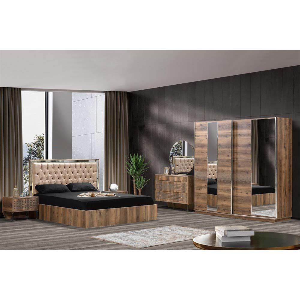 Buy Inci Bed Room Set-Dark Gold / Beige Online | Danube Home UAE