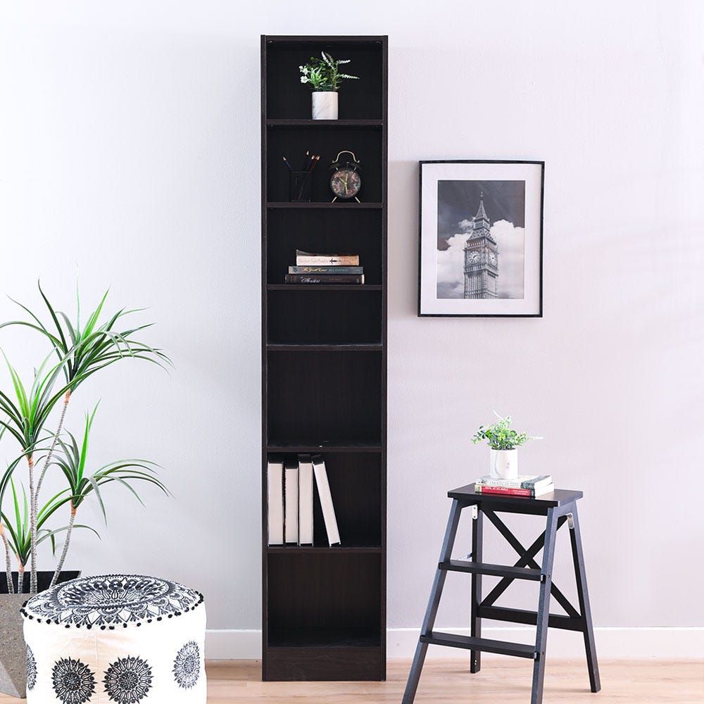 Buy Sanyun 6 shelves Modular Bookcase Narrow - Walnut Online | Danube ...