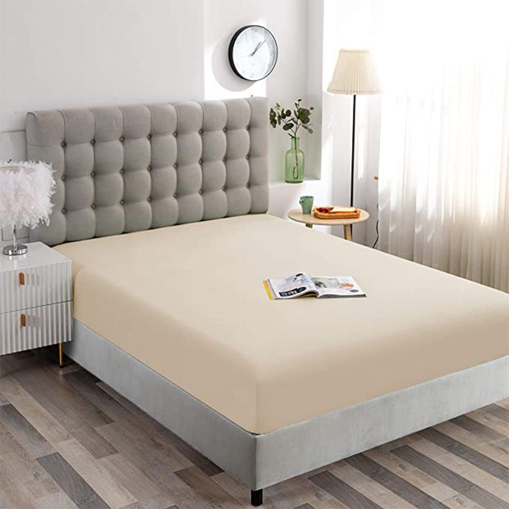 Buy Sterling Solid Micro Fitted Sheet 180X200+30 Cm Beige Online ...