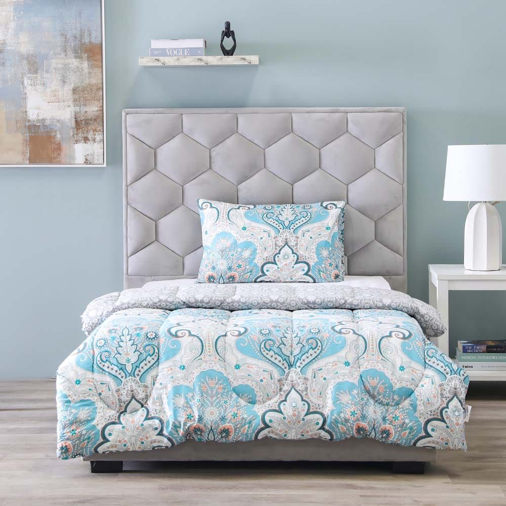 Buy Samarkand 2 -Pcs Single Comforter Set 160x240 Cm Sky Blue Online ...
