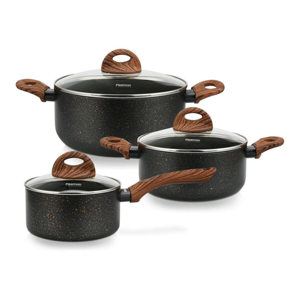 Buy Fissman Cosmic 6-Pc Non-Stick Coated Cookware Set- Black Online ...
