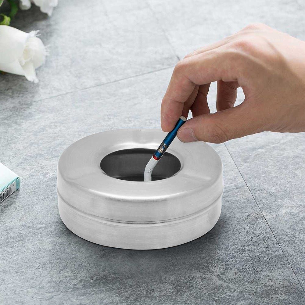 Buy Kitchen Master Stainless Steel Ashtray With Lid Matt Finish 9 Cm ...