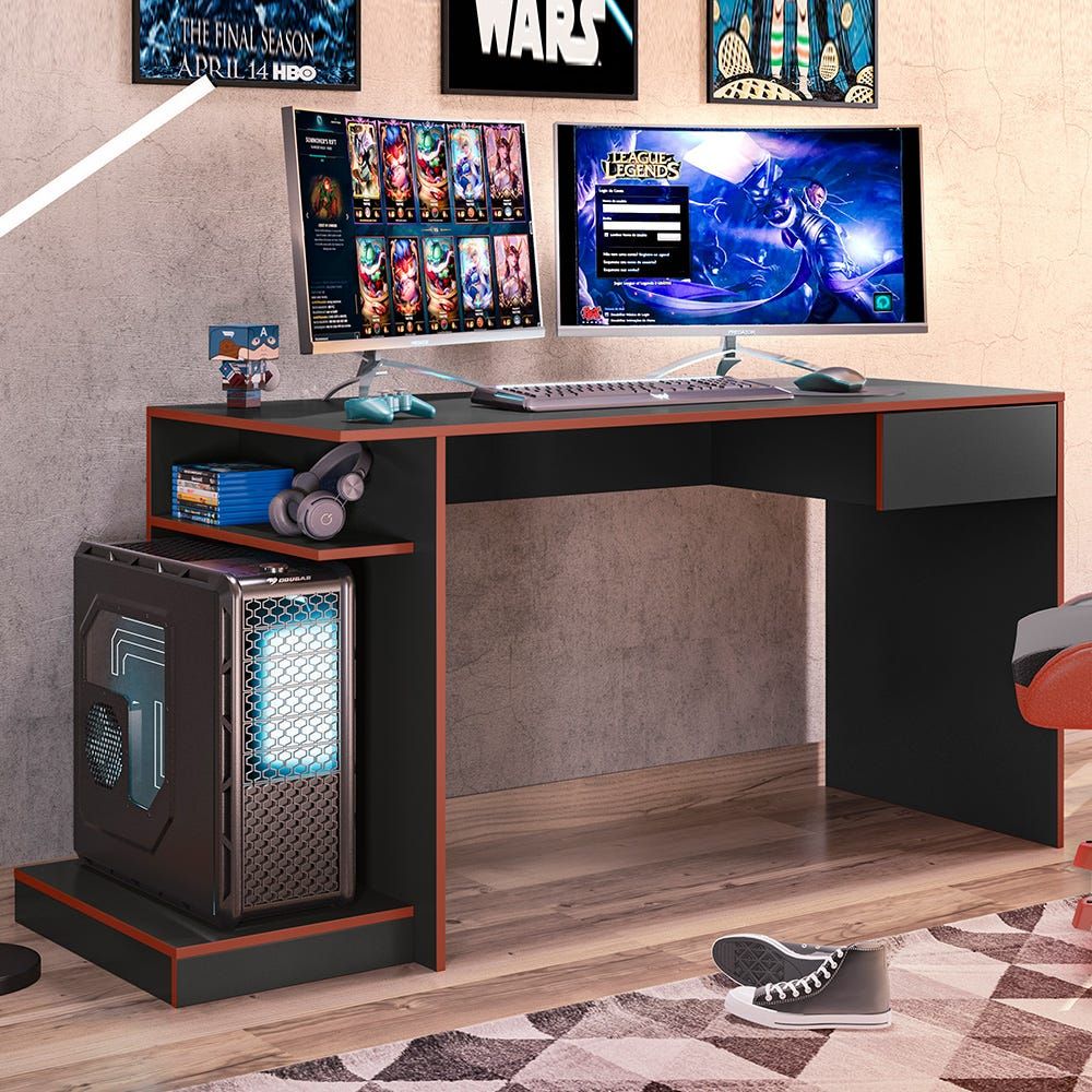Buy Rubi Gaming Table - Black Matte / Red Online | Danube Home UAE