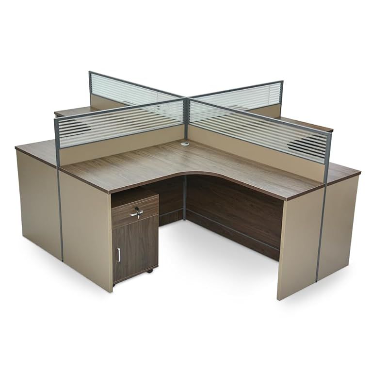 Modern 4 Person Office Workstation with Table Top Screen Divider MH-344 ...