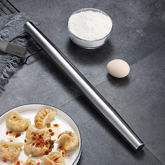 Buy AtrauX Stainless Steel French Rolling Pin for Baking Pizza Bread ...