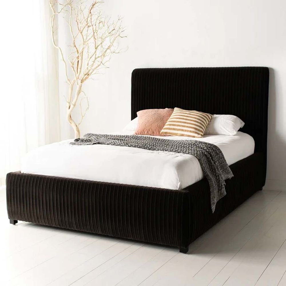 Buy Hazel Pleated Velvet 120X200 Single Bed/Black Online | Danube Home UAE