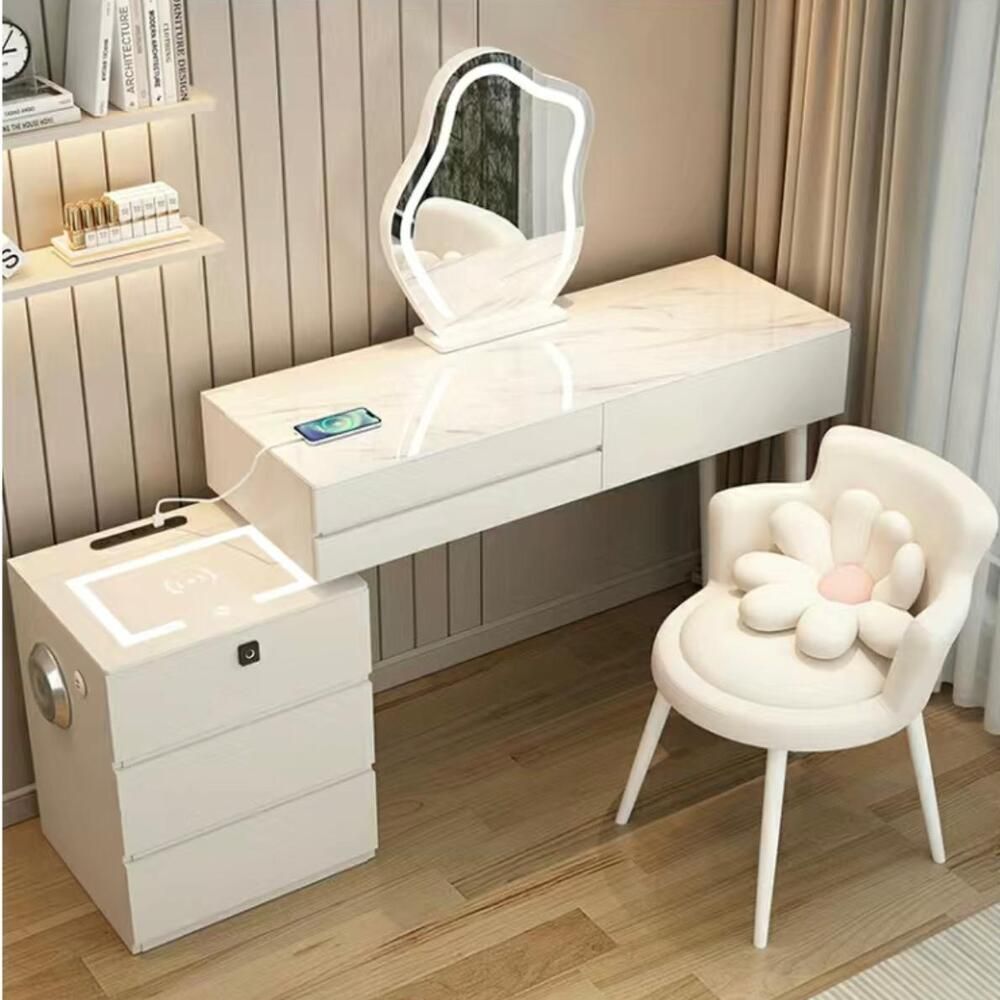 Buy Dressing Table Set with Illuminated Cloud Mirror, Chair and Side ...