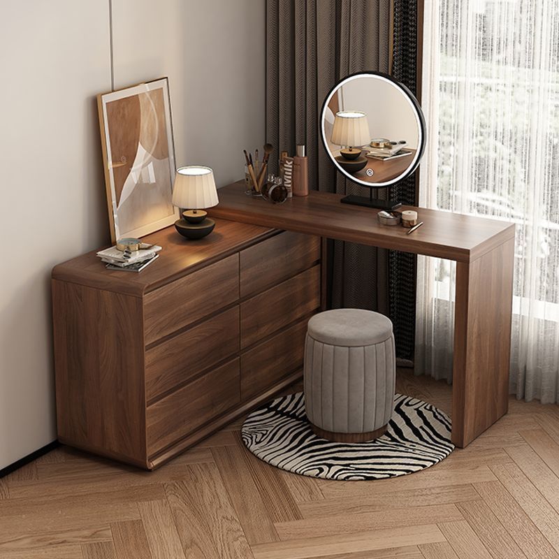 Buy Modern Wooden Dressing Table with LED Mirror – 6 Drawer Vanity Desk ...