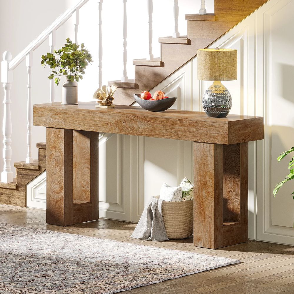 Buy Modern Wooden Console Table with Open Shelf – Minimal Entryway ...