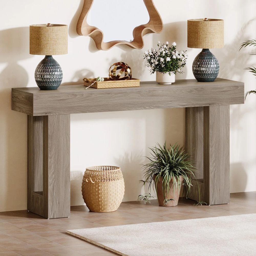 Buy Modern Wooden Console Table with Open Shelf – Minimal Entryway ...