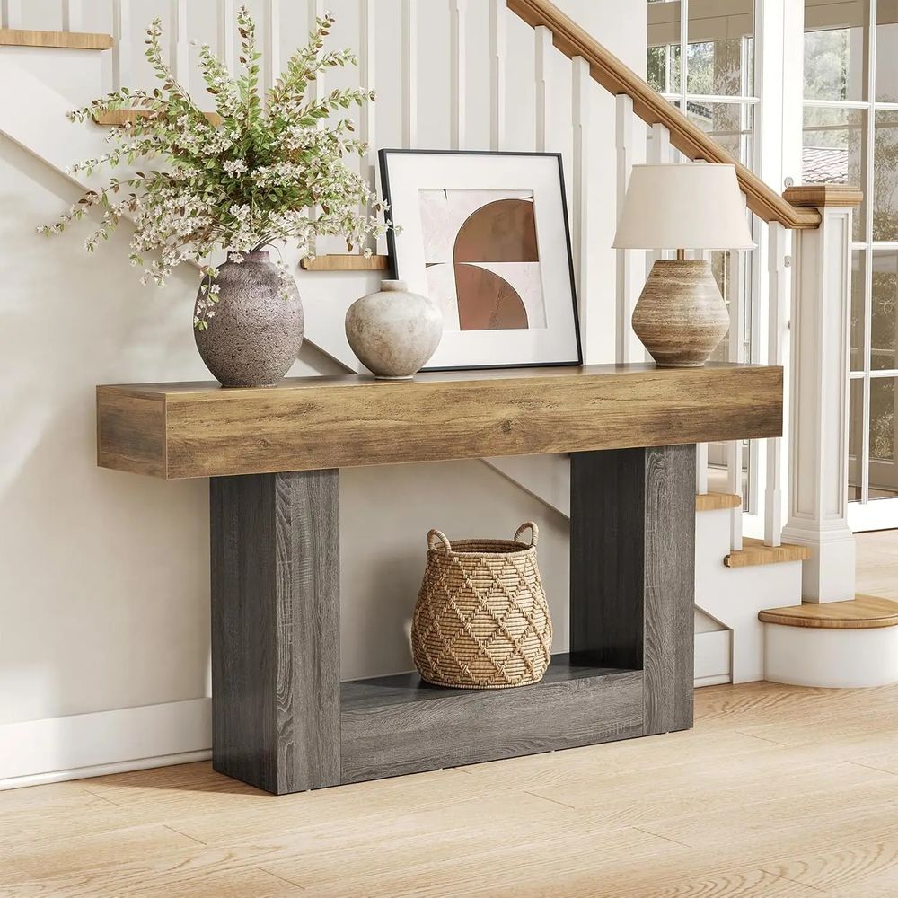 Buy Modern Wooden Console Table with Open Shelf – Minimal Entryway ...