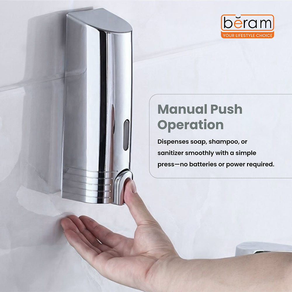 Buy Wall Mounted Chrome Finished Soap Dispenser 400ml Refillable Glossy ...