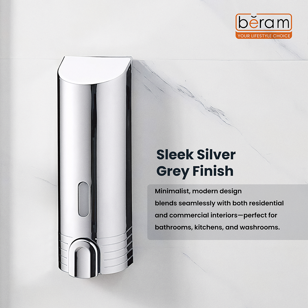 Buy Wall Mounted Chrome Finished Soap Dispenser 400ml Refillable Glossy ...