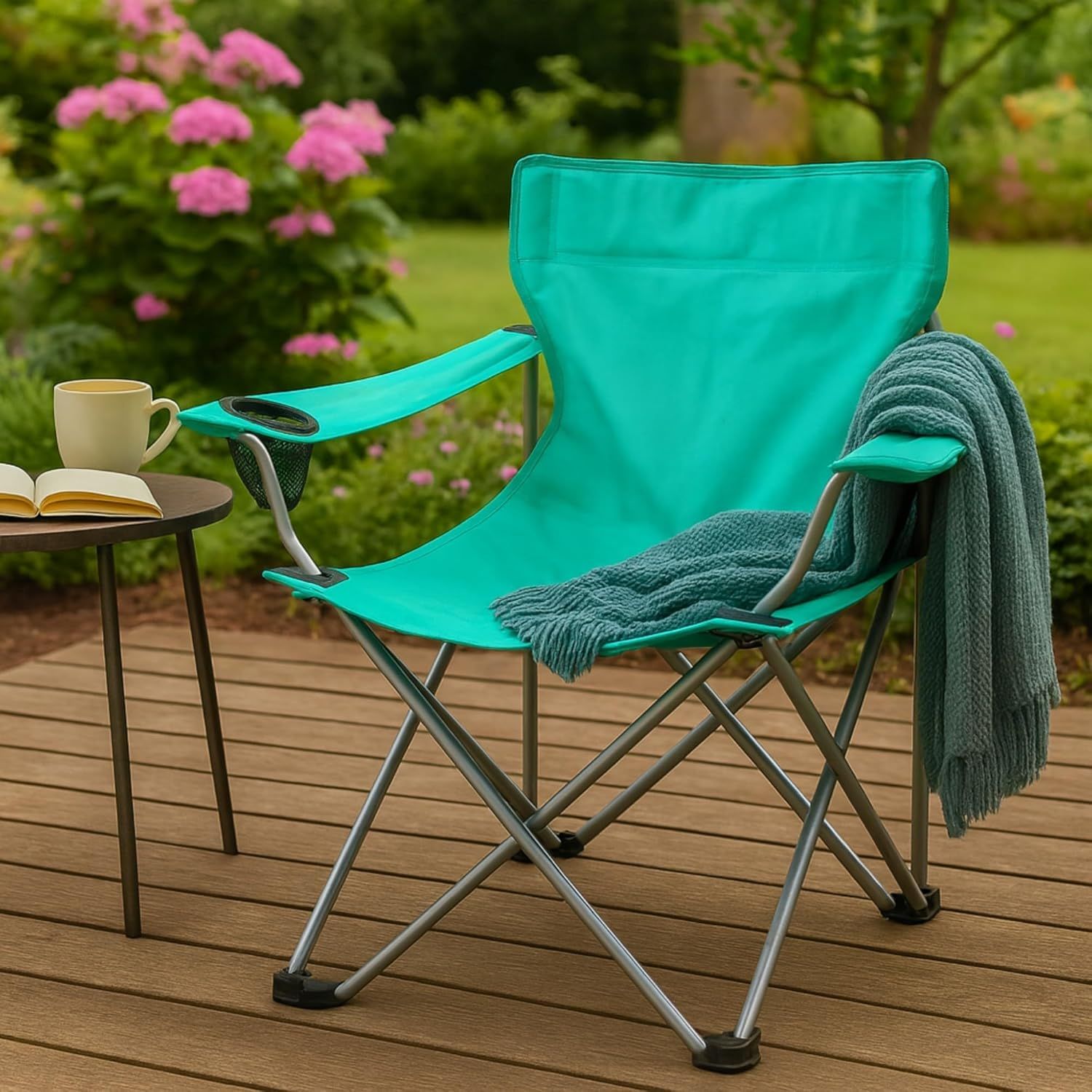 Buy FASTRD Folding Camping Chair - Foldable Metal Chair with Cup Holder ...