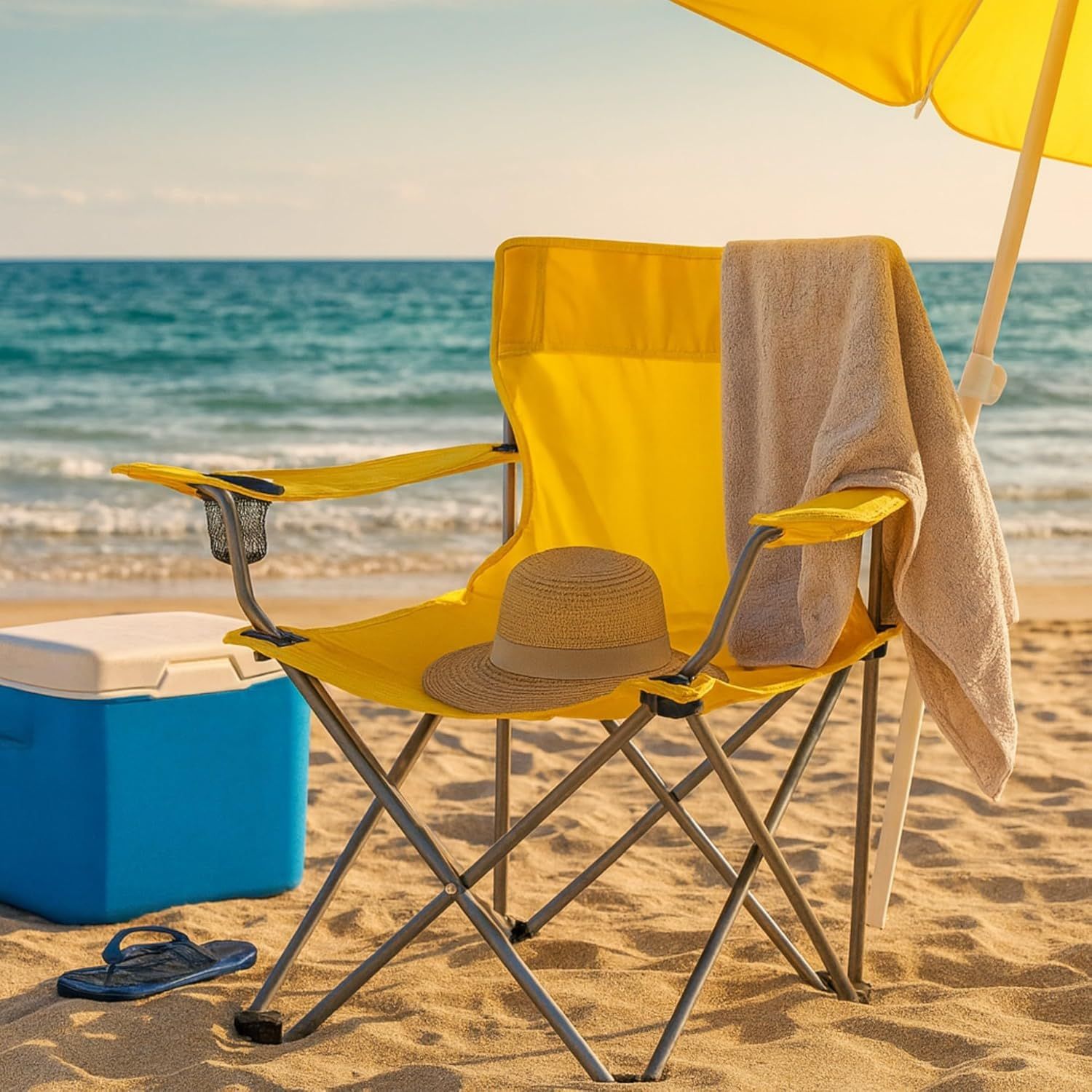 Buy FASTRD Folding Camping Chair - Foldable Metal Chair with Cup Holder ...