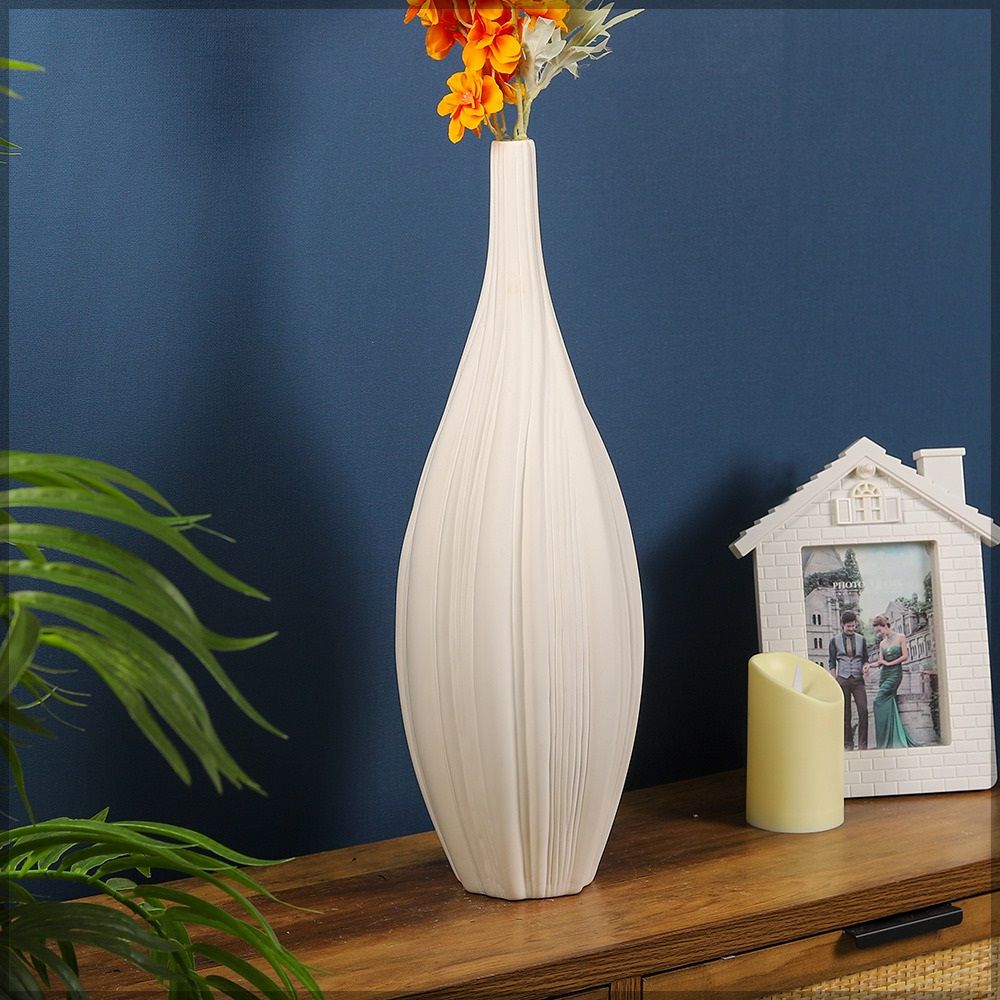 Buy Blush Ceramic Designer Series Vase White Color Garlic Tall 54cm ...