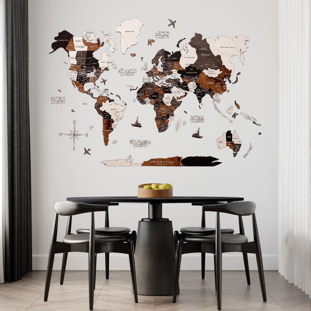 Buy Wooden World Map - Wood tone - L (150 x 90cm) Online | Danube Home UAE
