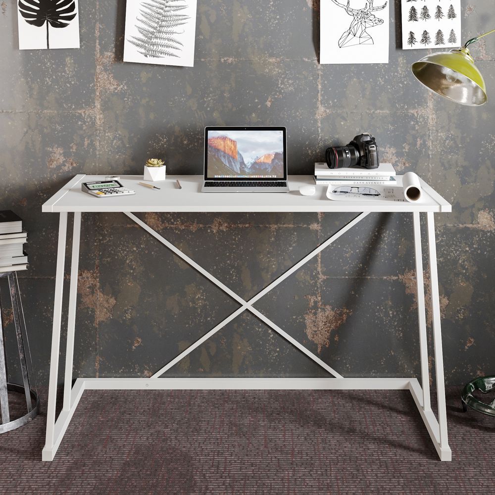 Buy Anemon Computer Desk with Crossbar Metal Frame 120 cm | Work Table ...