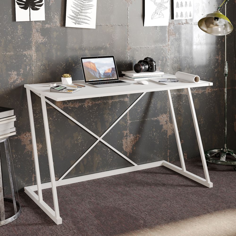 Buy Anemon Computer Desk with Crossbar Metal Frame 120 cm | Work Table ...