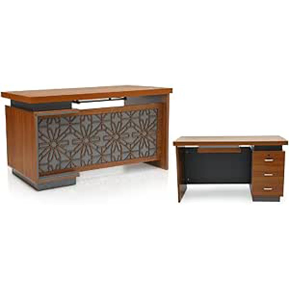 Buy Executive Wooden Office Desk with Drawers, Keyboard Tray and Lock ...