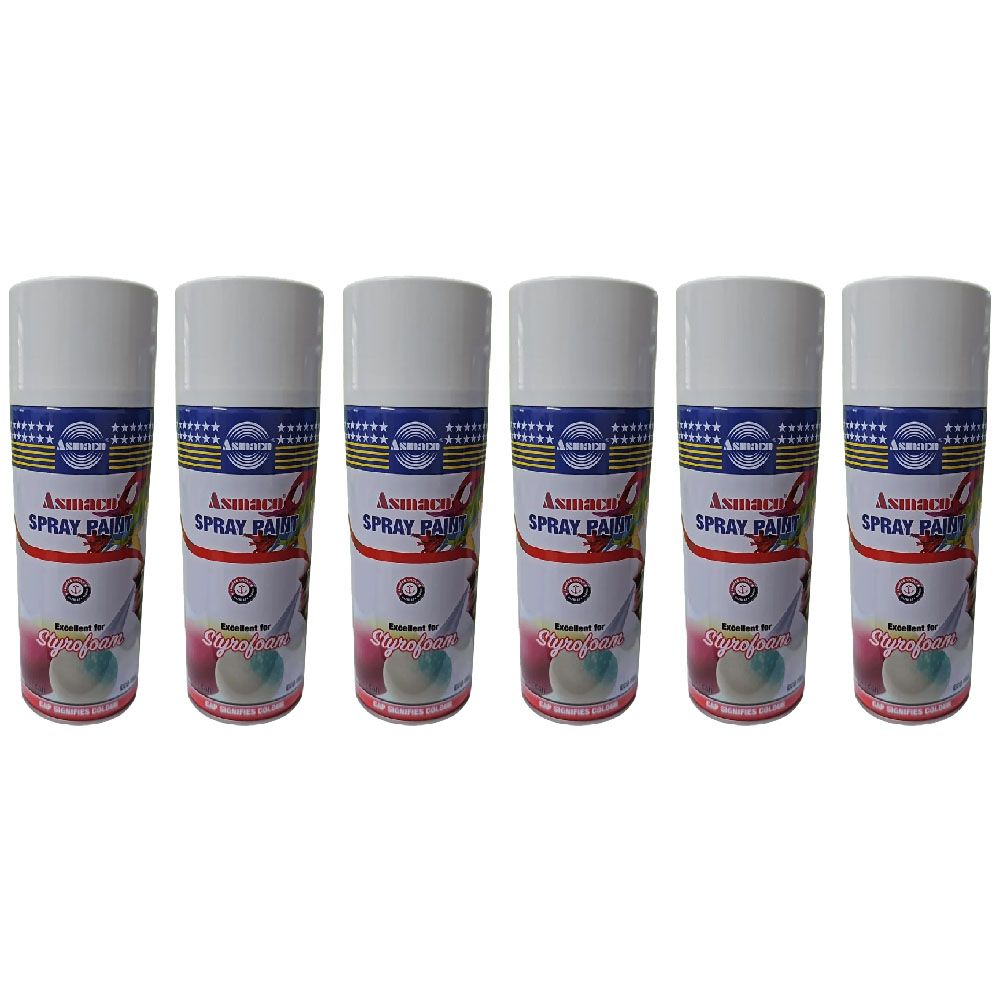 Buy Asmaco Styro Foam Spray Paints - White - 400 Ml - Set of 06 Online ...