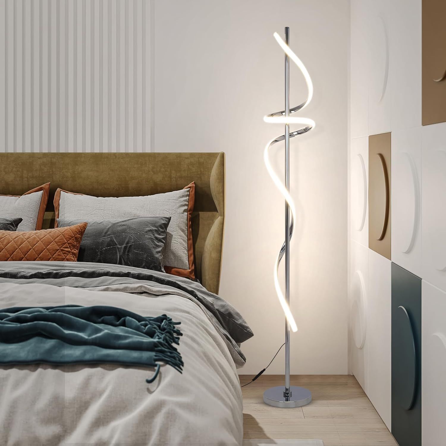 Buy Modern Silver LED Standing Floor Lamp Online | Danube Home UAE
