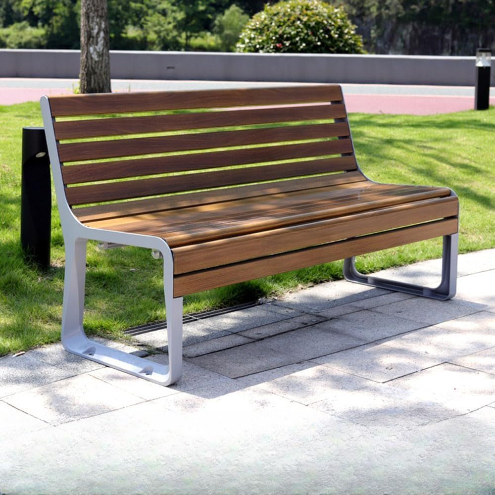 Buy Modern Outdoor Park Bench with Corrosion Resistant Metal Frame ...