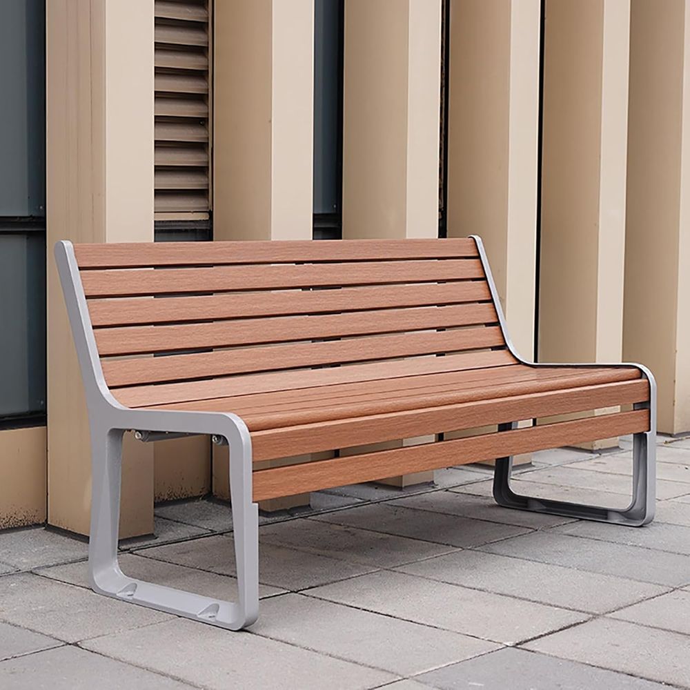 Buy Modern Outdoor Park Bench with Corrosion Resistant Metal Frame ...