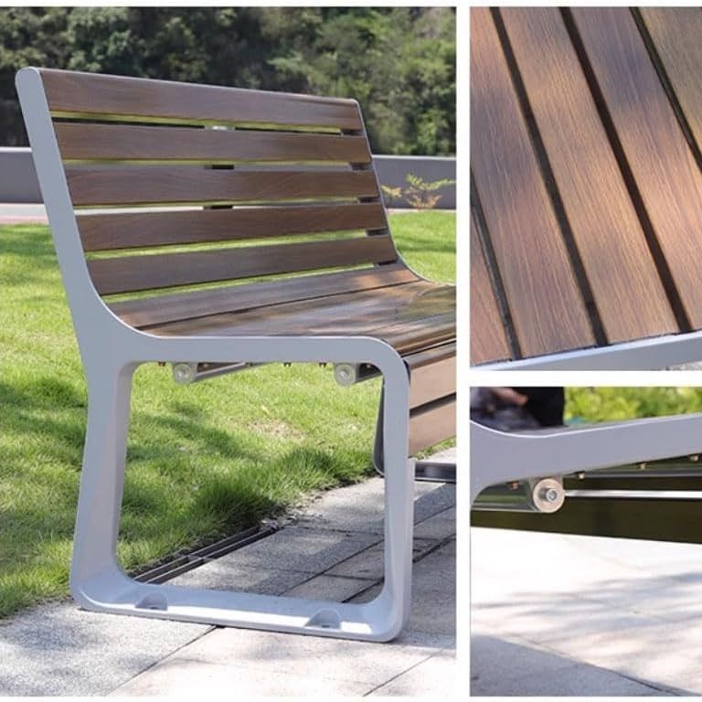 Buy Modern Outdoor Park Bench with Corrosion Resistant Metal Frame ...