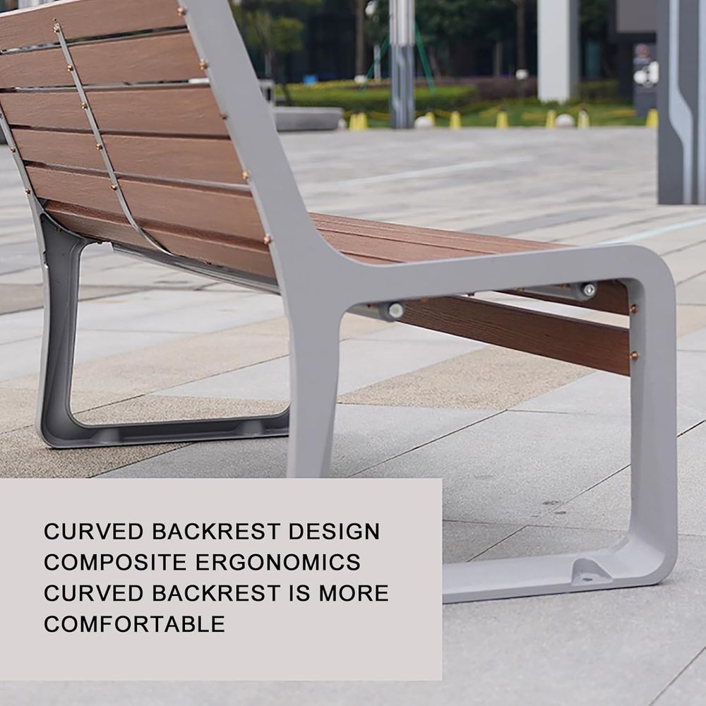 Buy Modern Outdoor Park Bench with Corrosion Resistant Metal Frame ...
