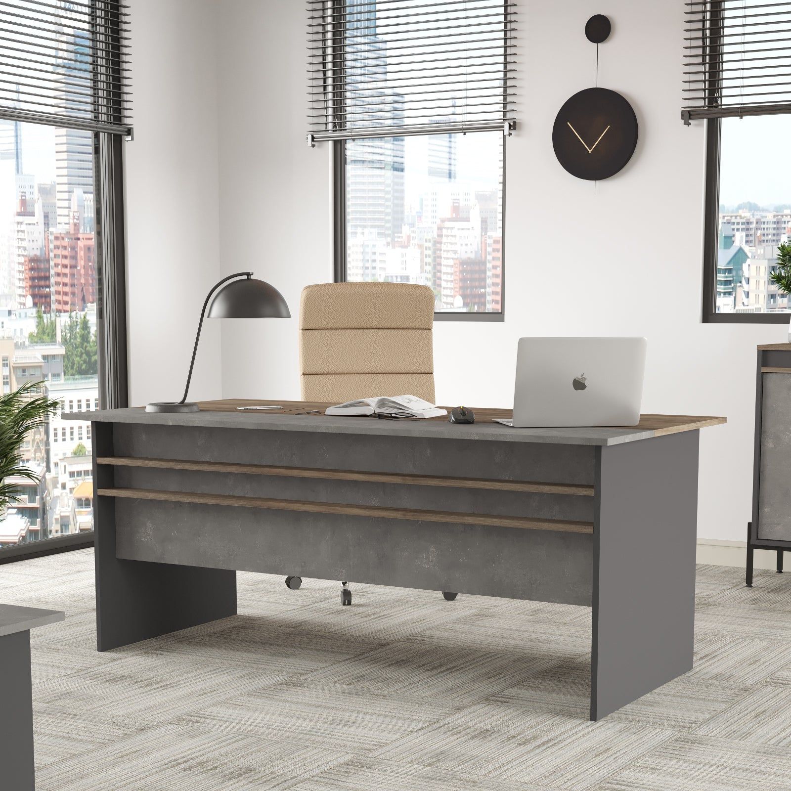 Buy Home Canvas Concretea Office Desk, Cura Concrete - Anthracite ...