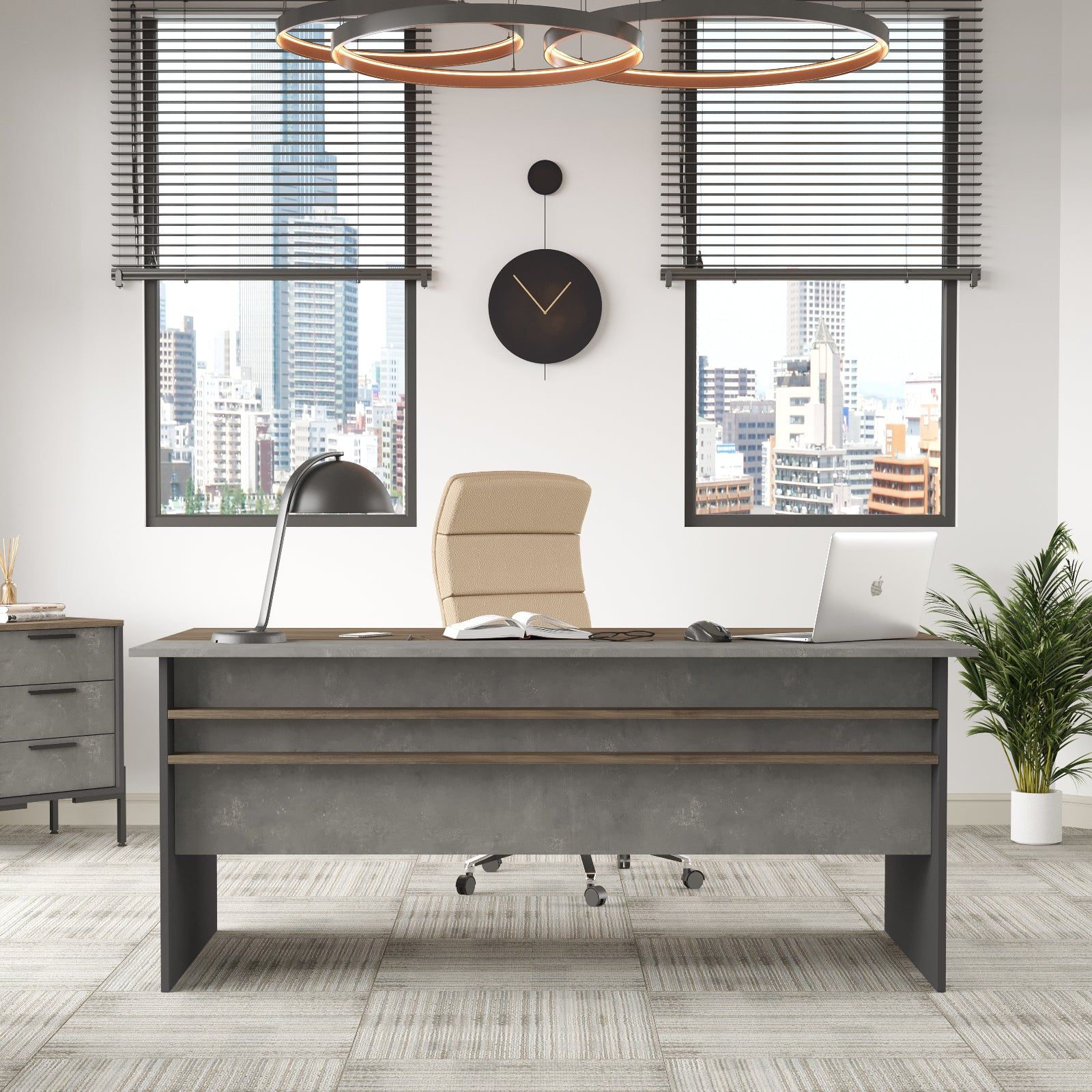 Buy Home Canvas Concretea Office Desk, Cura Concrete - Anthracite ...